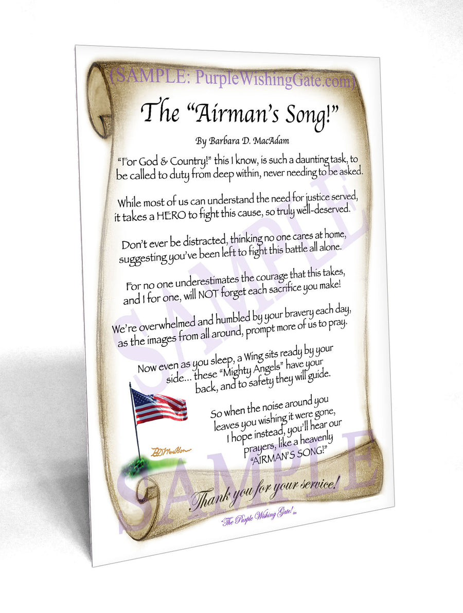 The Airman's Song: Framed Poem Gifts for Sale! | PurpleWishingGate.com
