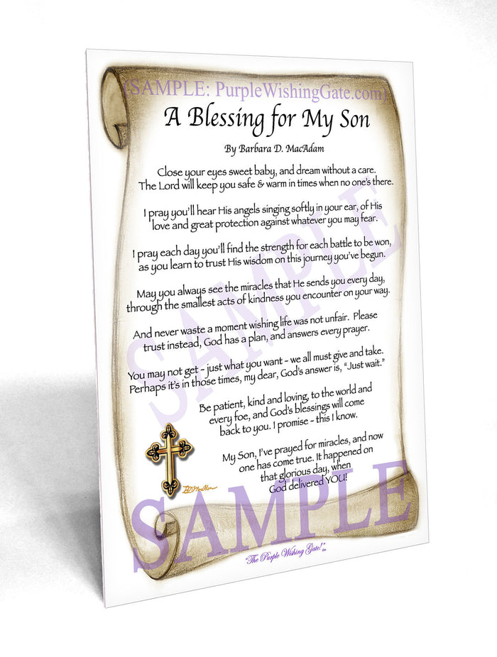 Son's Baby Blessing: Personalized, Framed Gift! | PurpleWishingGate