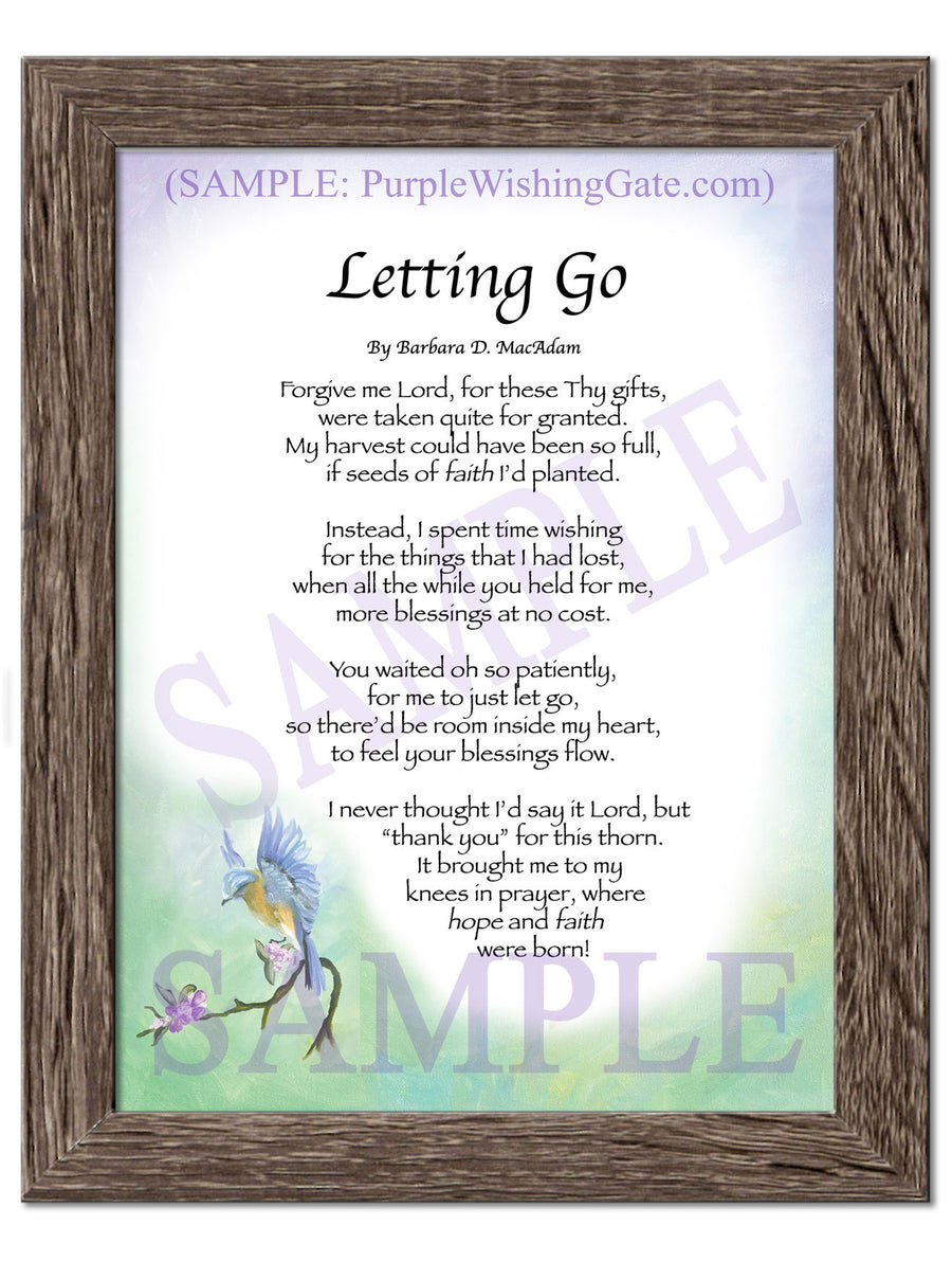 LETTING GO: Framed and Personalized Poem Gift! | PurpleWishingGate