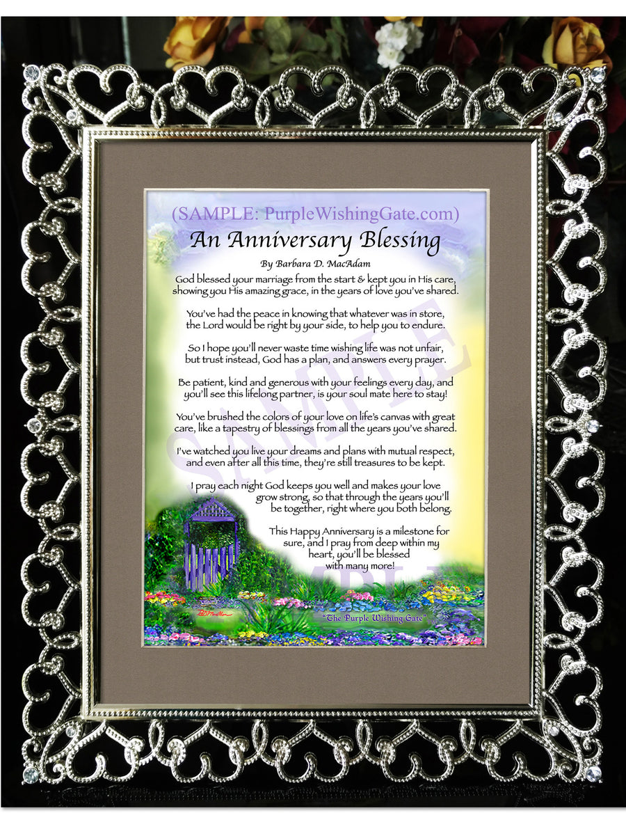 An Anniversary Blessing: Personalized, Framed Gift | PurpleWishingGate