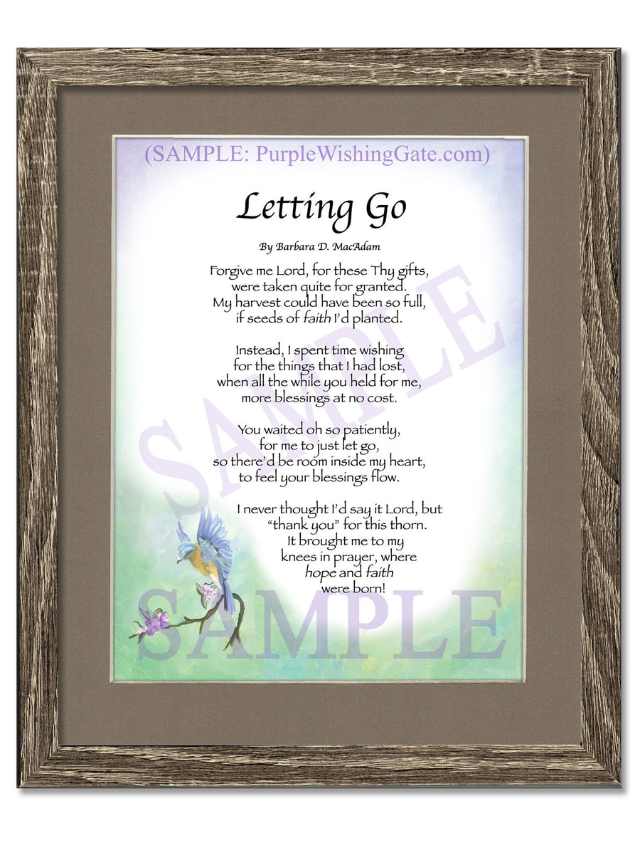 LETTING GO: Framed and Personalized Poem Gift! | PurpleWishingGate