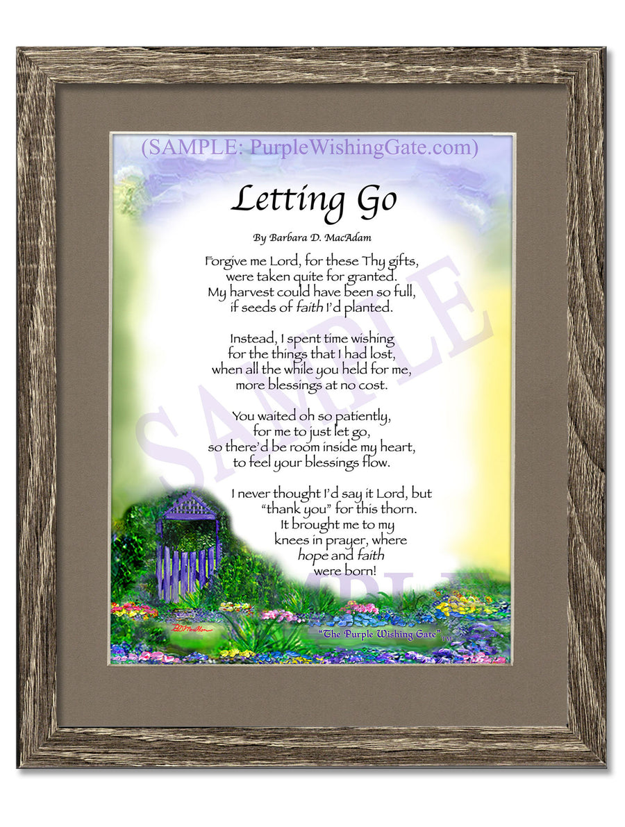LETTING GO: Framed and Personalized Poem Gift! | PurpleWishingGate