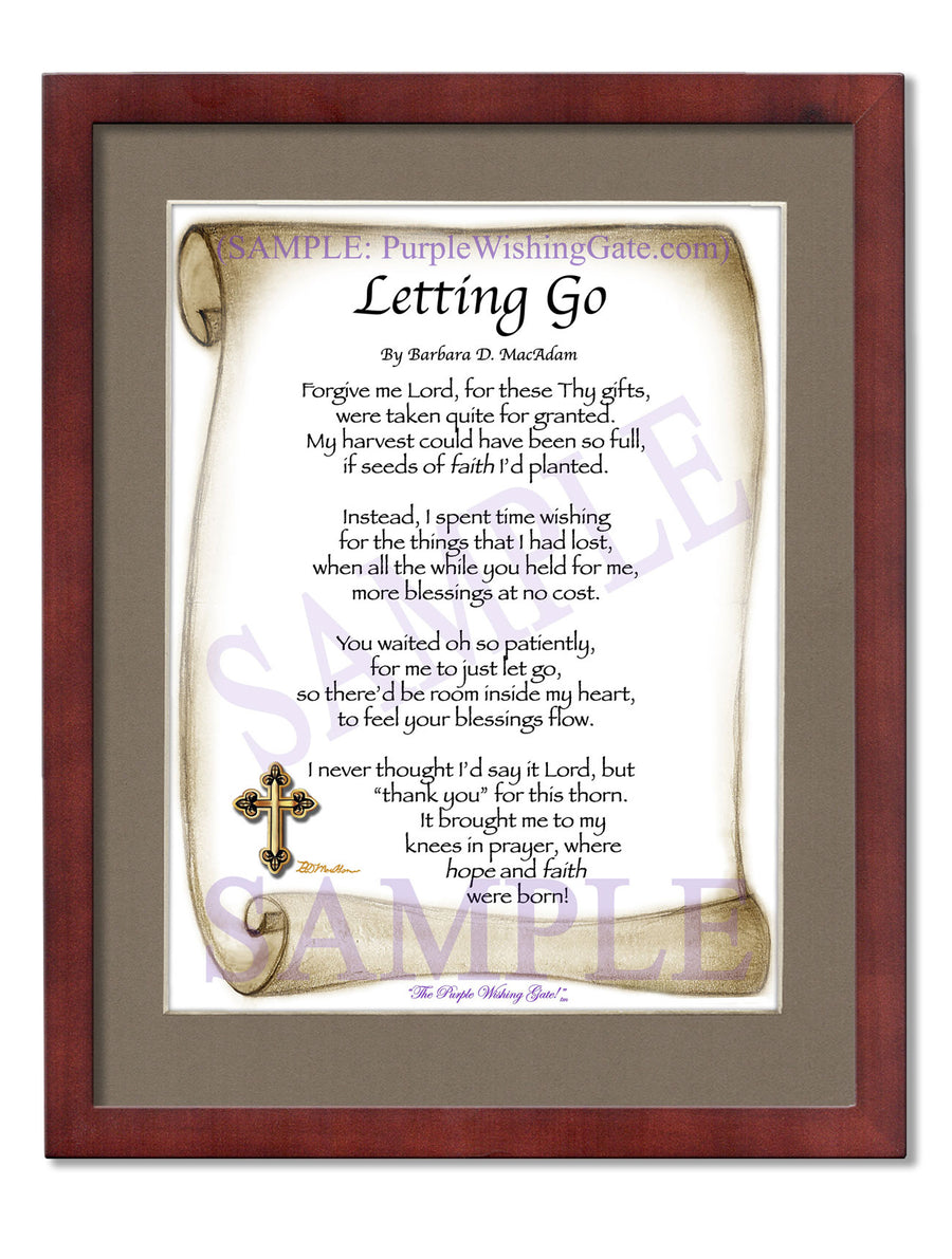 LETTING GO: Framed and Personalized Poem Gift! | PurpleWishingGate