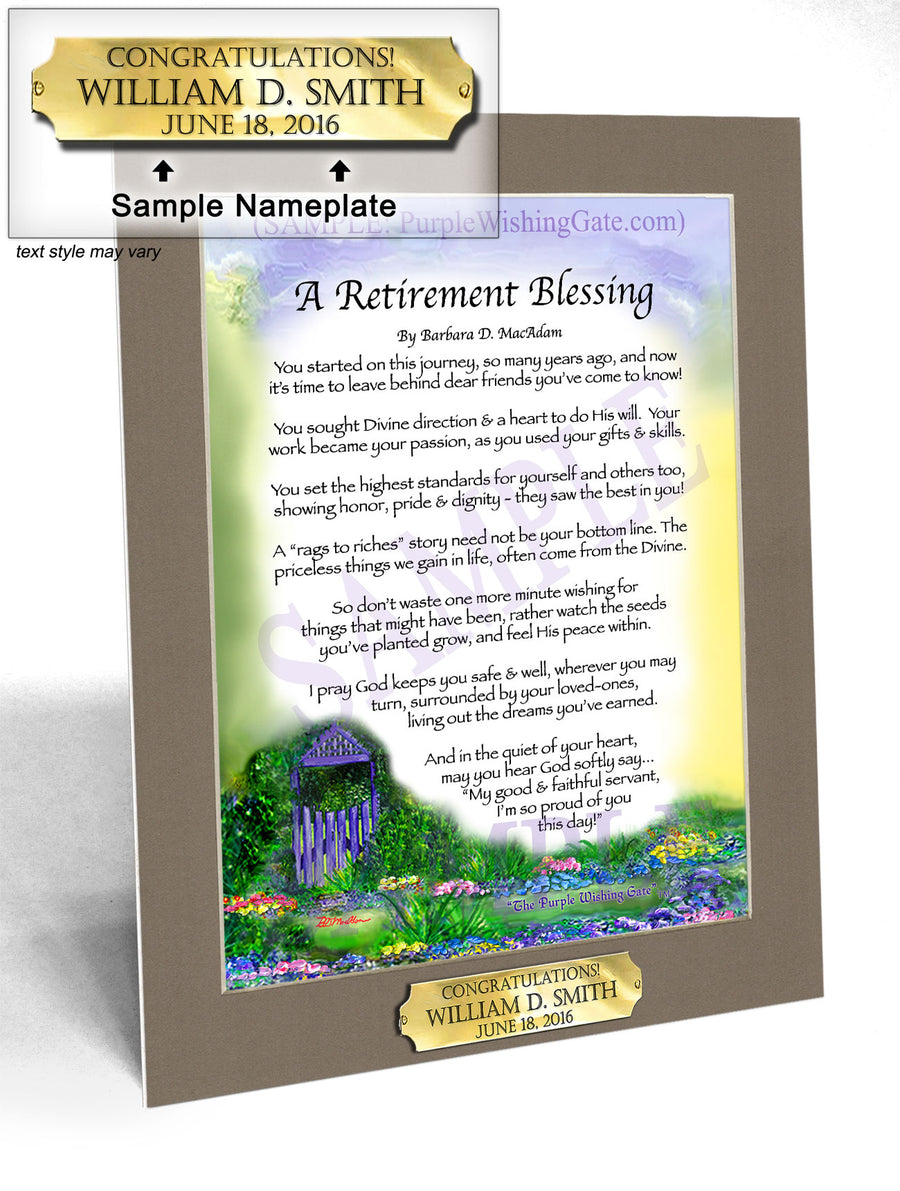 Retirement Blessing: Personalized Gift | PurpleWishingGate.com