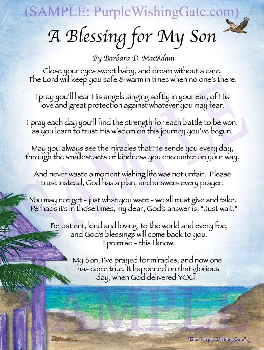 Son's Baby Blessing: Personalized, Framed Gift! | PurpleWishingGate