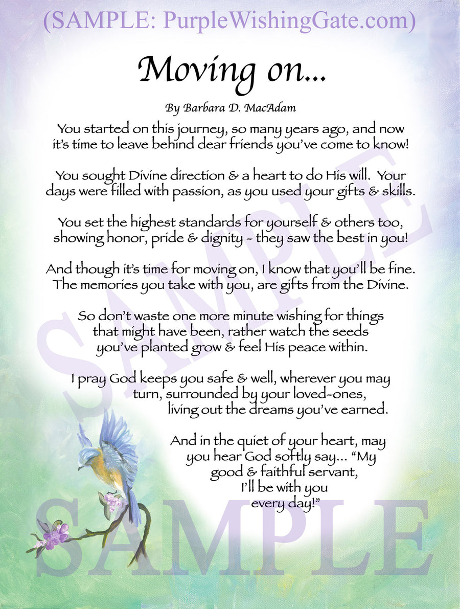 Moving On Blessing: Frame & Personalize Your Gift! | PurpleWishingGate
