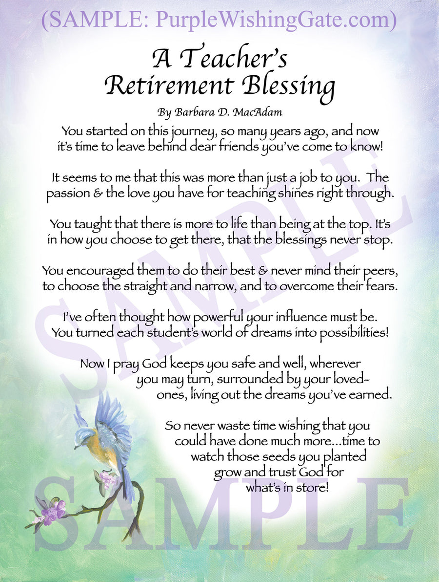 Teacher Retirement Gift: Personalized Blessing | PurpleWishingGate.com